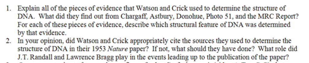 Solved Explain all of the pieces of evidence that Watson and | Chegg.com