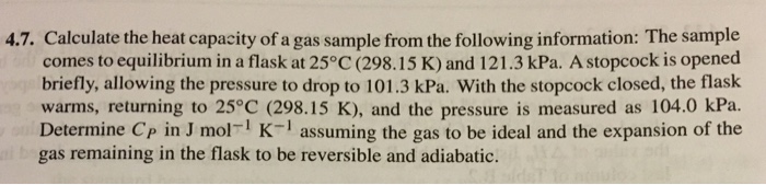 Solved Calculate the heat capacity of a gas sample from the | Chegg.com