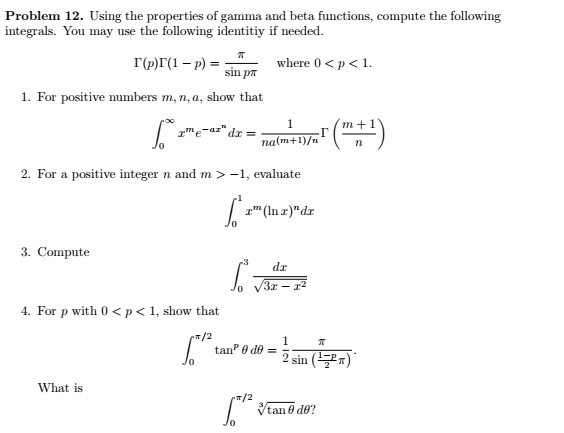 Solved Problem 12. Using the properties of gamma and beta | Chegg.com