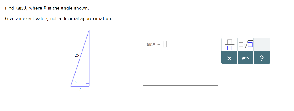 Solved Find tan, where ? is the angle shown. Give an exact | Chegg.com
