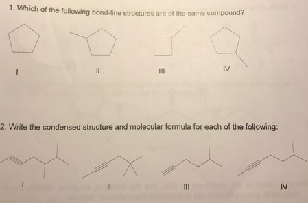 Solved Which of the following bond-line structures are of | Chegg.com