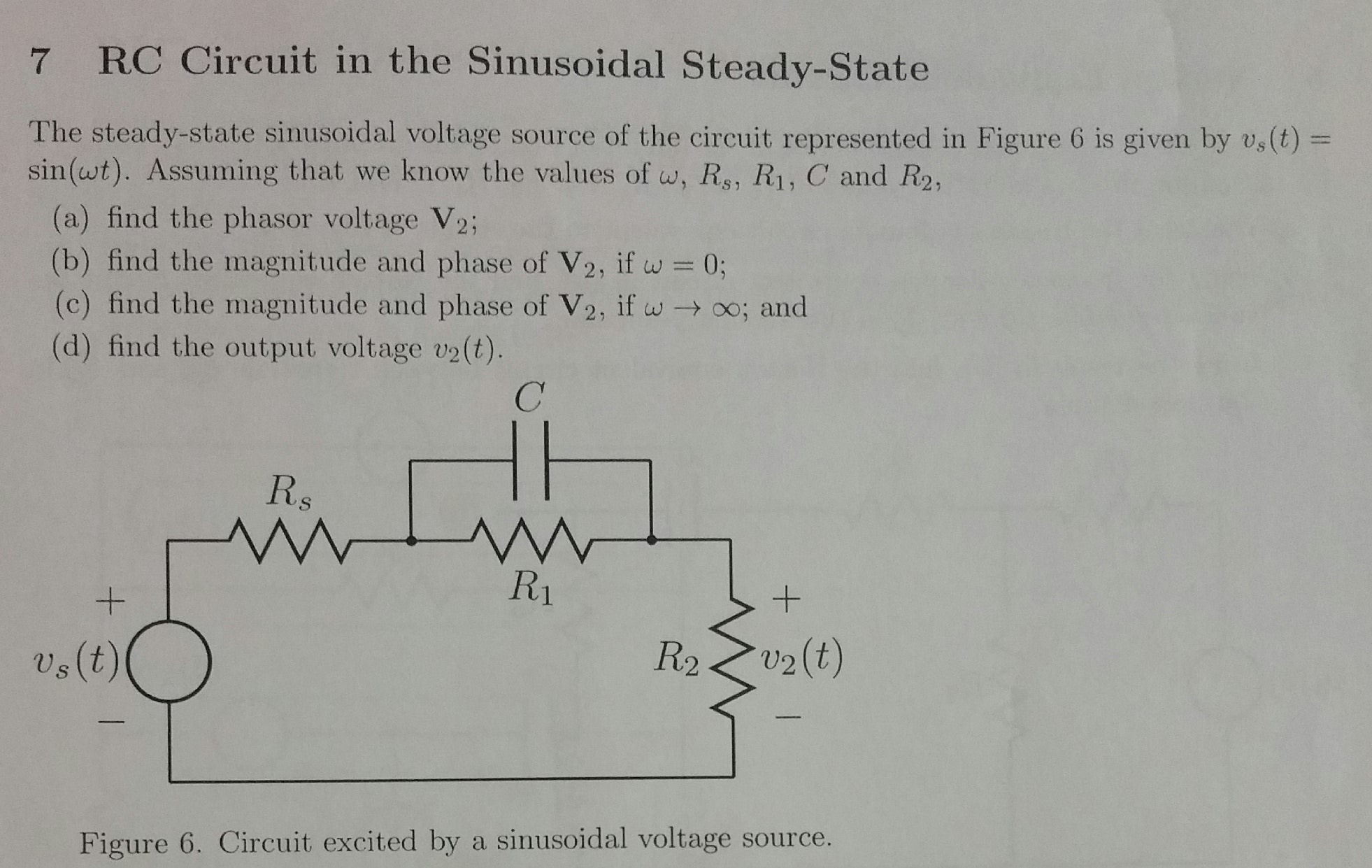 Solved RC Circuit in the Sinusoidal Steady-State The | Chegg.com Solved RC Circuit in the Sinusoidal Steady-State The | Chegg.com