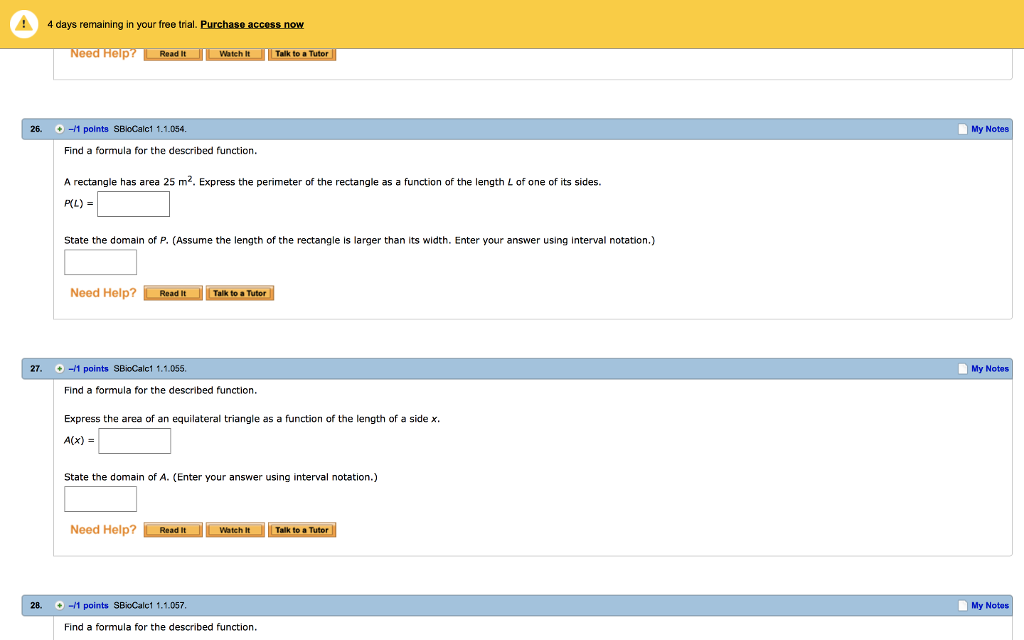 Solved 4 days remaining in your free tnial. Purchase access | Chegg.com