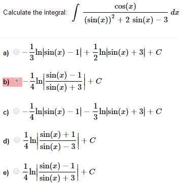 Solved Calculate the integral integral cos(x)/(sin(x))^2 + 2 | Chegg.com