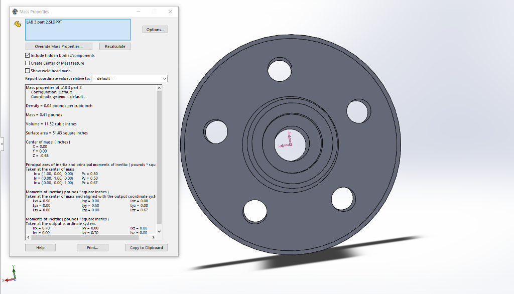 Solved Using solidworks, Please take a screenshot of the | Chegg.com
