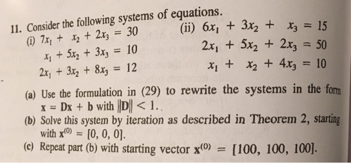 Consider The Following Systems Of Equations I