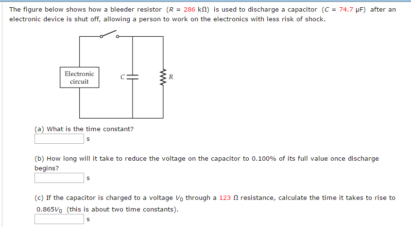 Solved The figure below shows how a bleeder resistor (R = | Chegg.com
