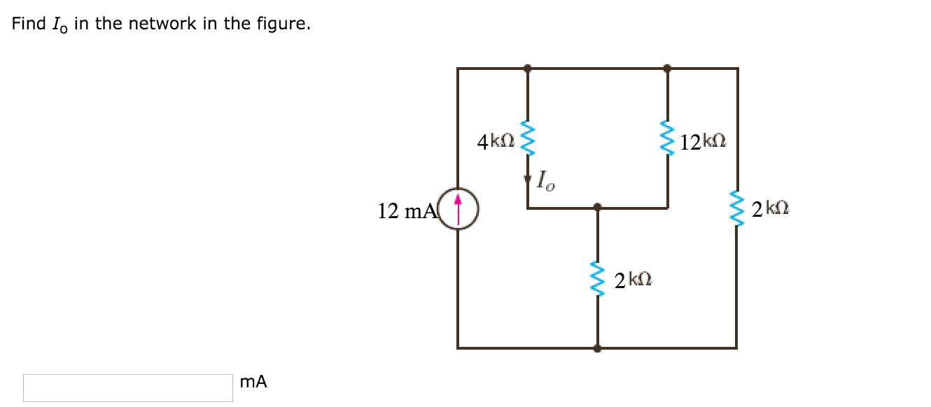 Solved Find Io in the network in the figure mA 12 mA 12 | Chegg.com