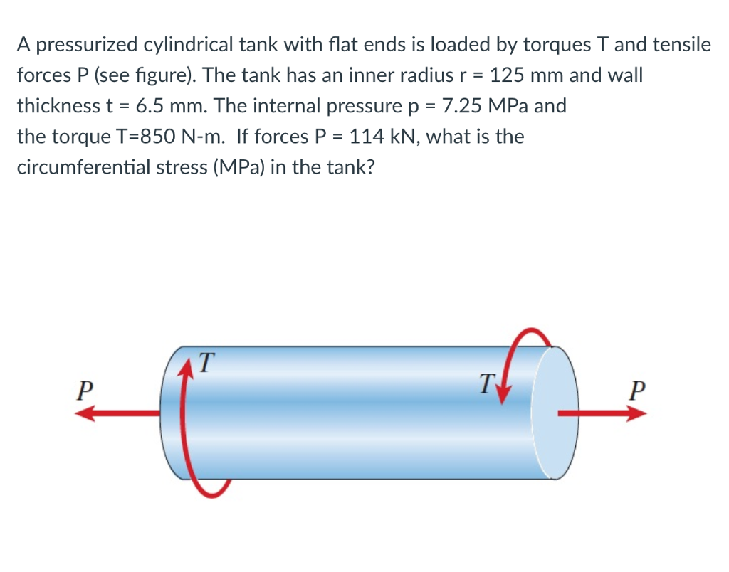 Solved A pressurized cylindrical tank with flat ends is | Chegg.com