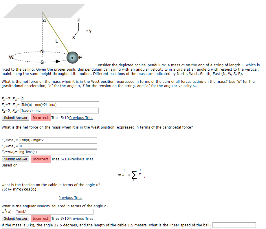 Solved Consider the depicted conical pendulum: a mass m on | Chegg.com