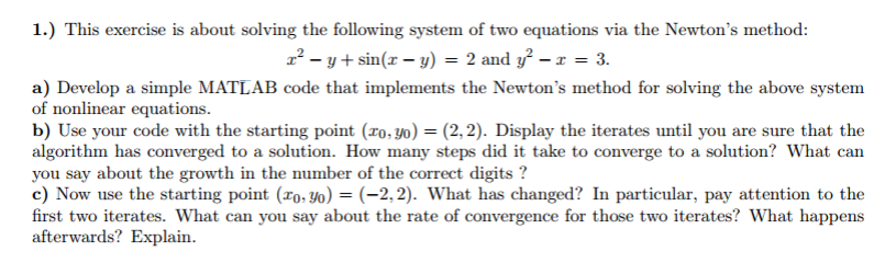 Solved This exercise is about solving the following system | Chegg.com