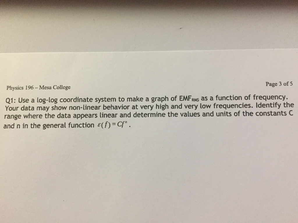 Solved Use a log-log coordinate system to make a graph of | Chegg.com