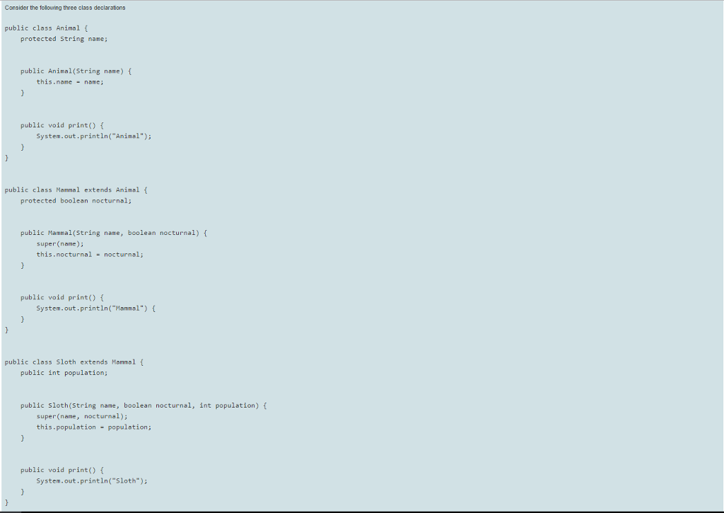 Solved Consider The Following Three Class Declarations