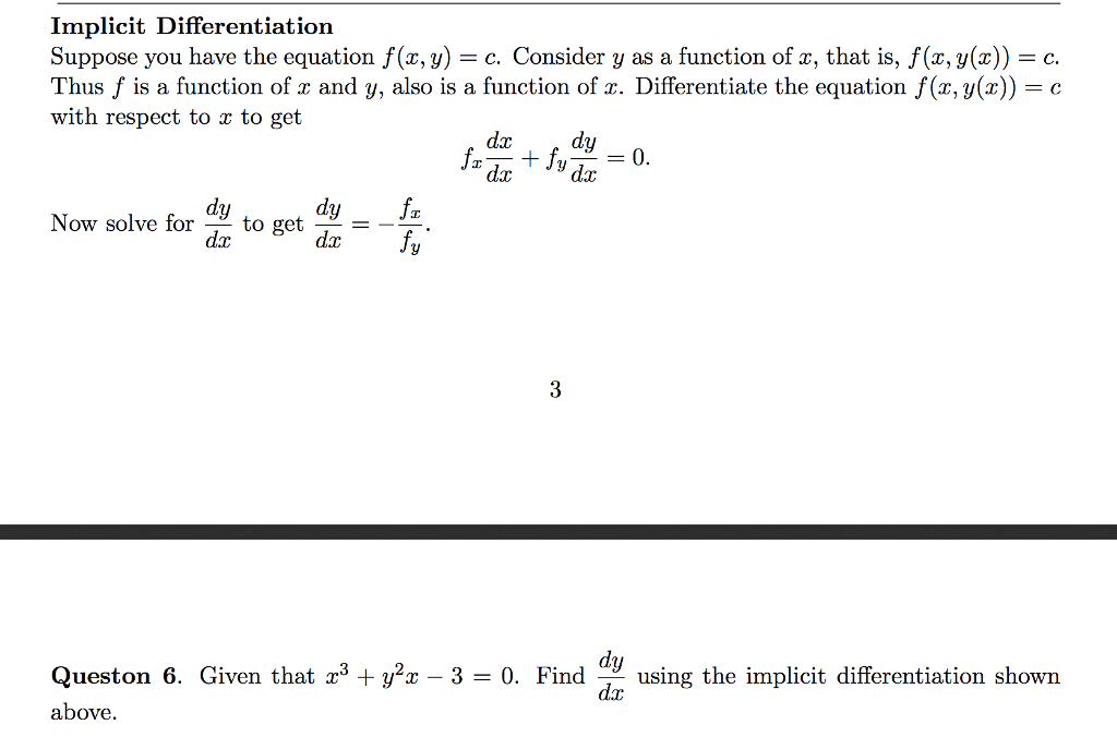 Solved Implicit Differentiation Suppose you have the | Chegg.com