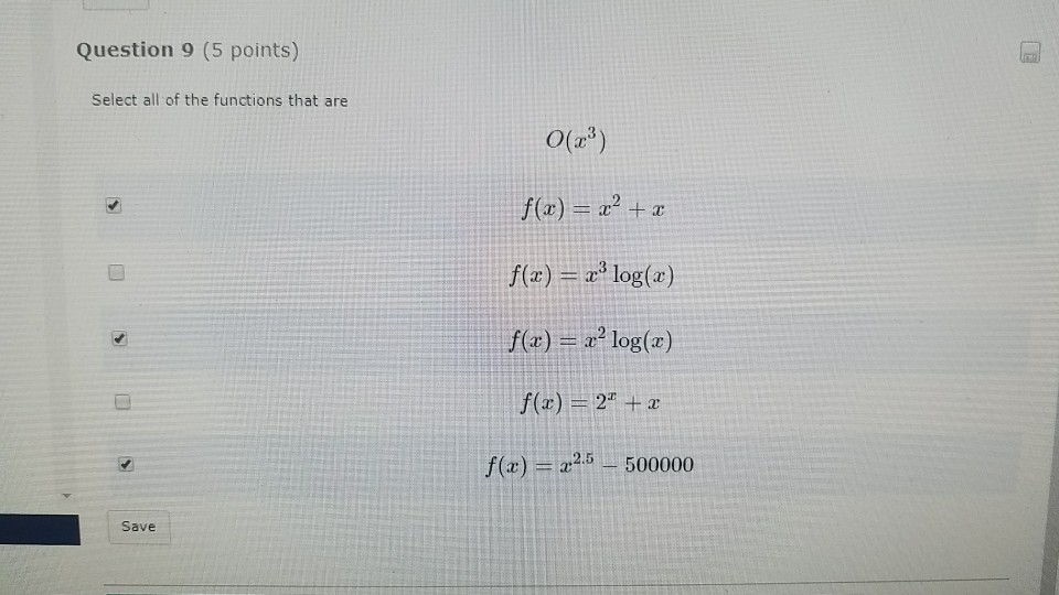 Solved Question 9 (5 points) Select all of the functions | Chegg.com