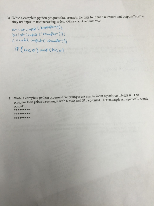 Solved Write A Complete Python Program That Prompts The User