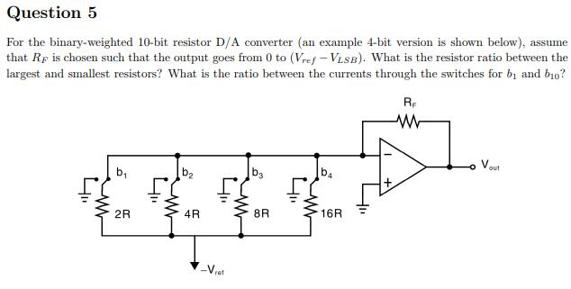 Solved Question 5 For The Binary Weighted 10 Bit Resistor