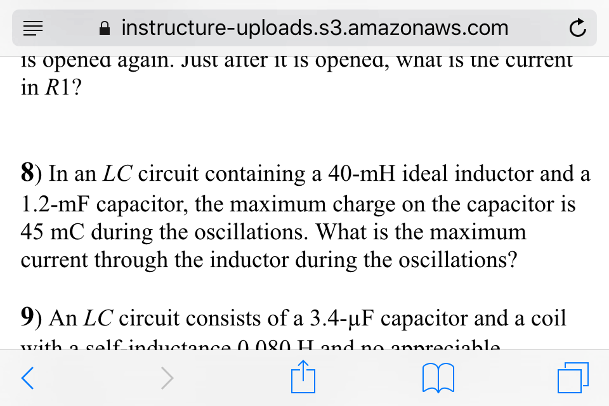 Solved In an LC circuit containing a 40-mH ideal inductor | Chegg.com