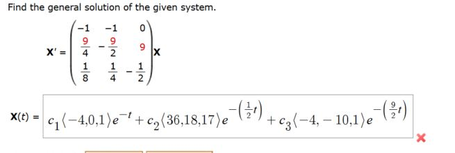 Solved Find the general solution of the given system. X- = | Chegg.com
