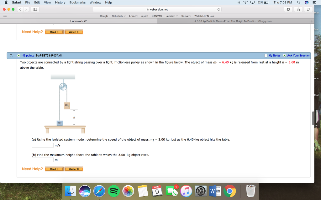 Solved Two objects are connected by a light string passing | Chegg.com