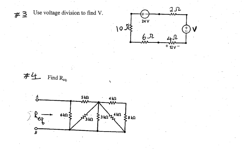 Solved Use voltage division to find V. | Chegg.com