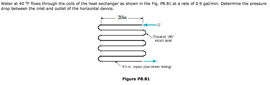 Solved Water at 40 oF flows through the coils of the heat | Chegg.com
