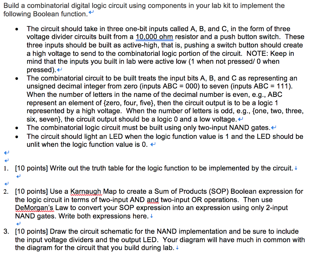 Solved Build a combinatorial digital logic circuit using | Chegg.com