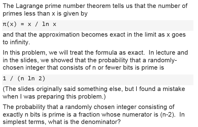 Solved The Lagrange prime number theorem tells us that the | Chegg.com