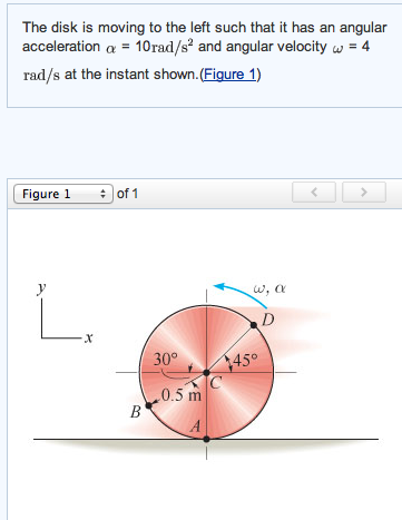 Solved The disk is moving to the left such that it has an | Chegg.com