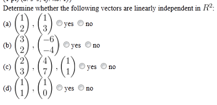 Solved Determine whether the following vectors are linearly | Chegg.com