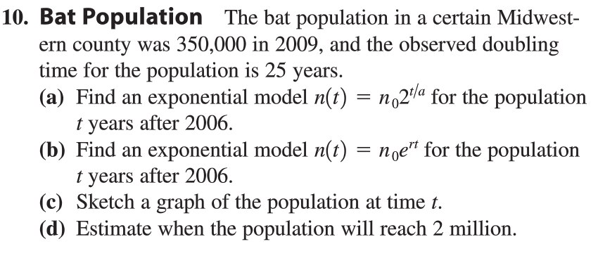 Solved 10. Bat Population The bat population in a certain | Chegg.com