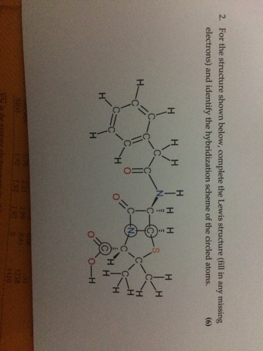 Solved For the structure shown below, complete the Lewis | Chegg.com