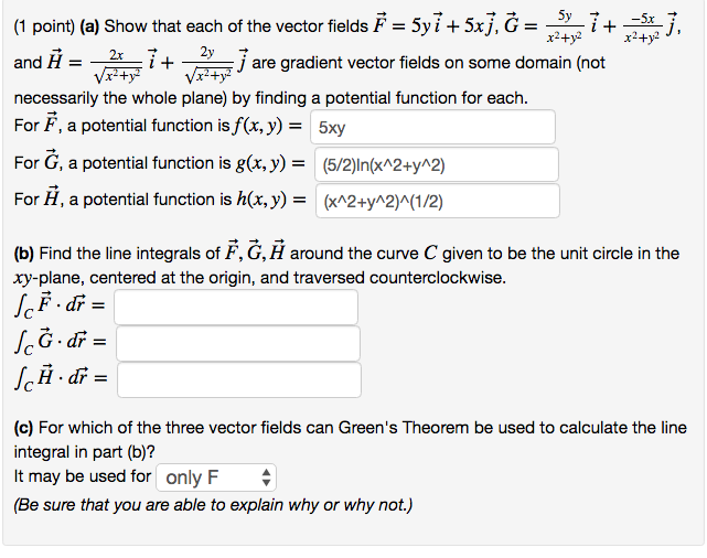 Solved Show that each of the vector fields F^rightarrow = 5y | Chegg.com