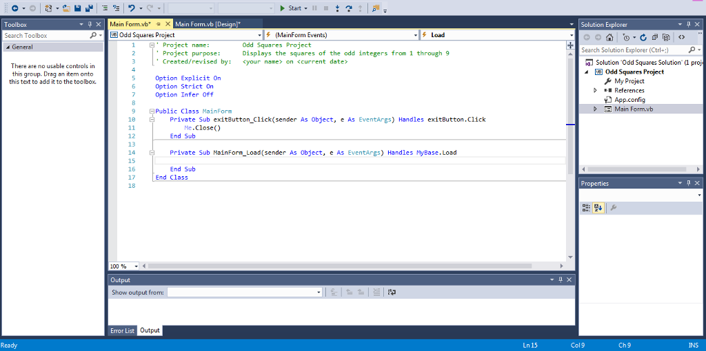 Solved Unzip and open the Odd Squares Solution\Odd Squares | Chegg.com