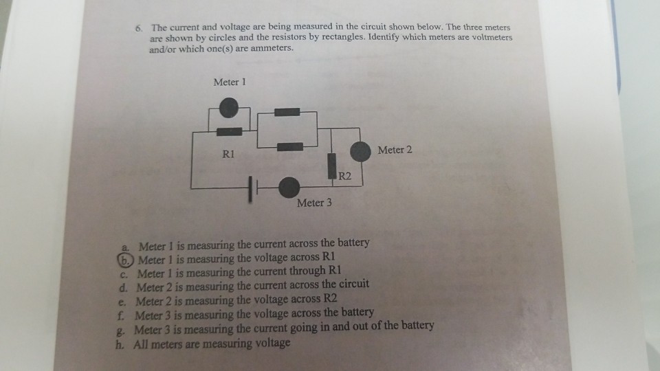 Solved The current and voltage are being measured in the | Chegg.com