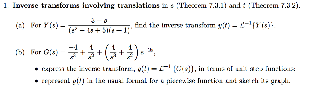 Solved Inverse transforms involving translations in s | Chegg.com