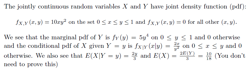 Solved The jointly continuous random variables X and Y have | Chegg.com