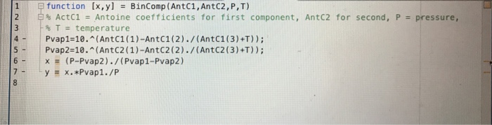 Solved and P to return the mole fractions of vapor and | Chegg.com