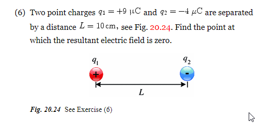 Solved Two point charges q_1 = +9 mu C and q_2 = -4 mu C are | Chegg.com