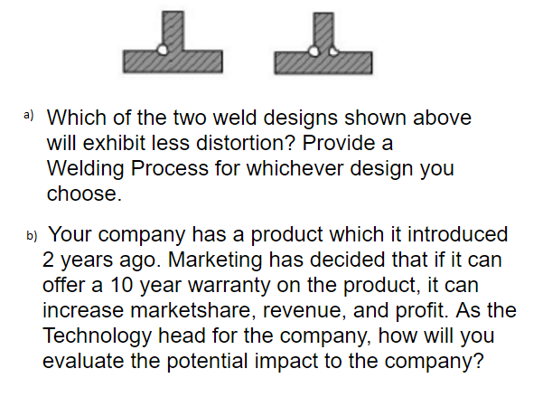 Solved Which of the two weld designs shown above will | Chegg.com