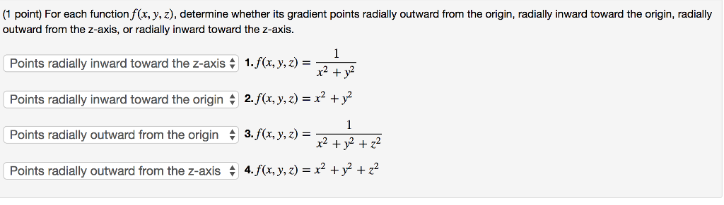 Solved For each function f(x, y, z), determine whether its | Chegg.com