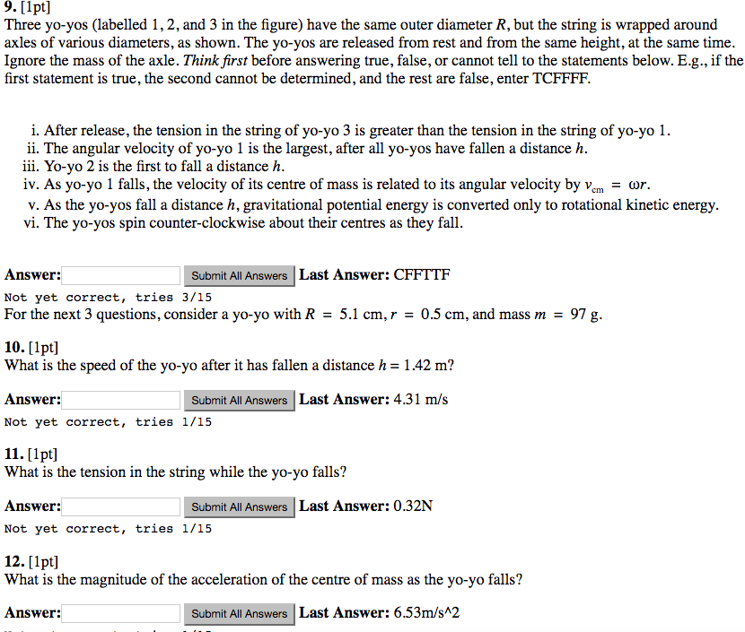 Solved Three yo-yos (labelled 1, 2, and 3 in the figure) | Chegg.com