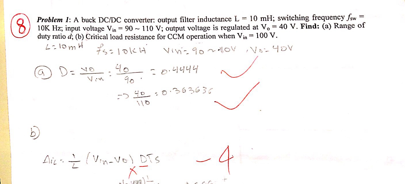 Solved A buck DC/DC converter: output filter inductance L = | Chegg.com