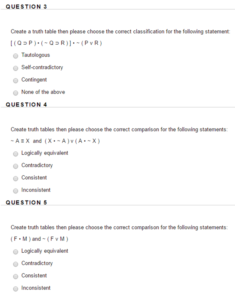 Solved Create a truth table and then choose the correct | Chegg.com