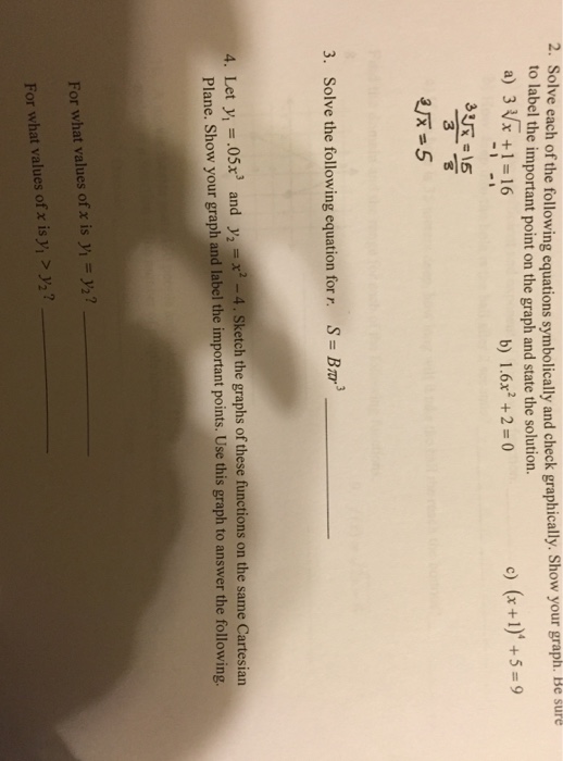 Solved 2. Solve each of the following equations symbolically | Chegg.com