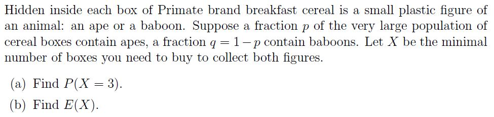 Solved Hidden inside each box of Primate brand breakfast | Chegg.com