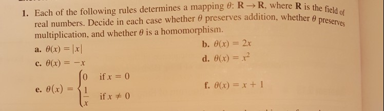 Solved I. Each of the following rules determines a mapping | Chegg.com