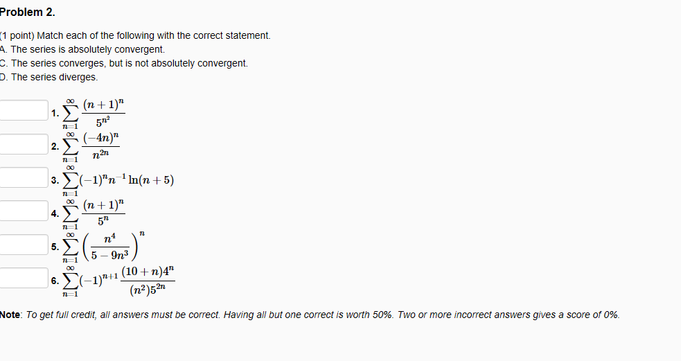 Solved Problem 2. 1 point) Match each of the following with | Chegg.com