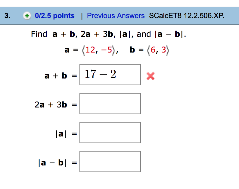 Solved 3. 0/2.5 points|Previous Answers SCalcET8 | Chegg.com Solved 3. 0/2.5 points|Previous Answers SCalcET8 | Chegg.com