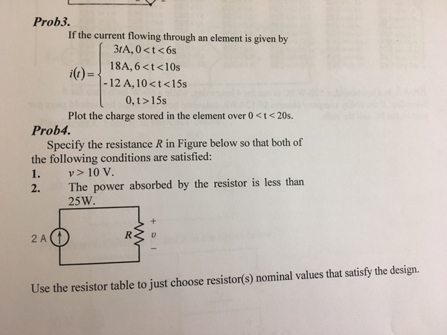 Solved Prob3 If the current flowing through an element is | Chegg.com